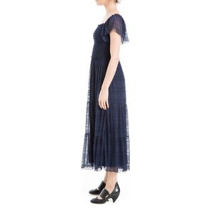 Max Studio | Dresses | Max Studio Mesh Smocked Midi Dress In Sapphire ...